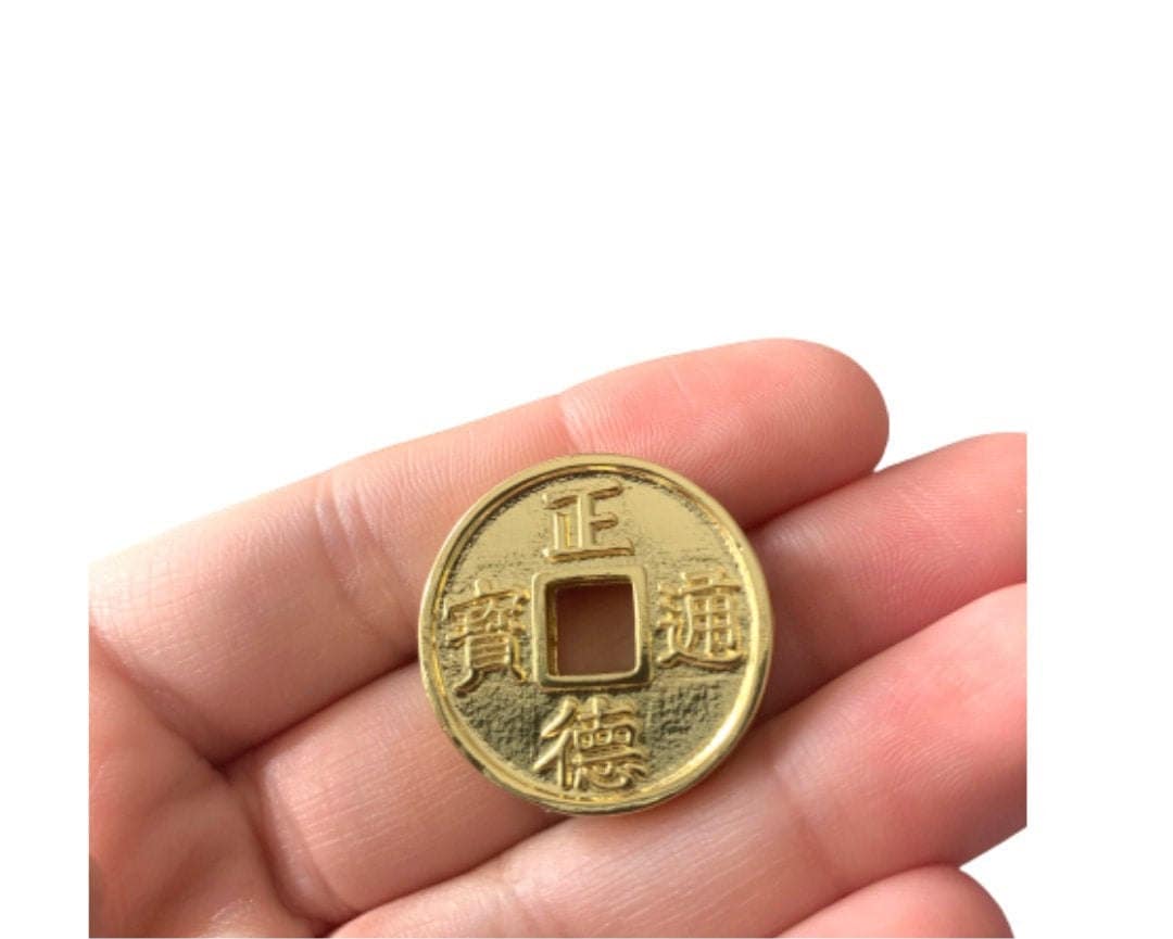 18K Gold Plated Chinese Coin, Protection and Wealth Jewelry, Good ...
