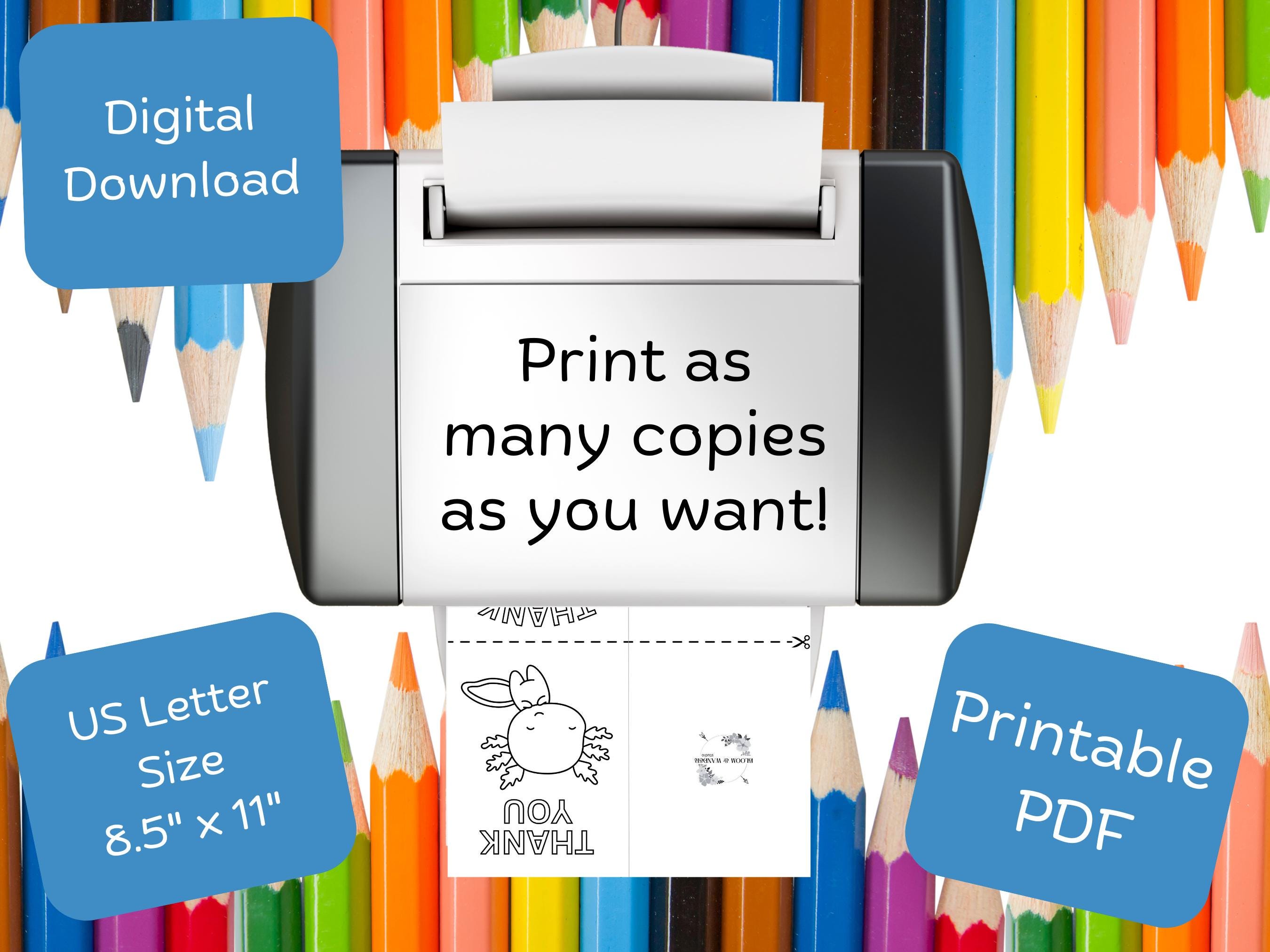 22 Printable Axolotl Themed Coloring Greeting Cards for Kids | Fun ...