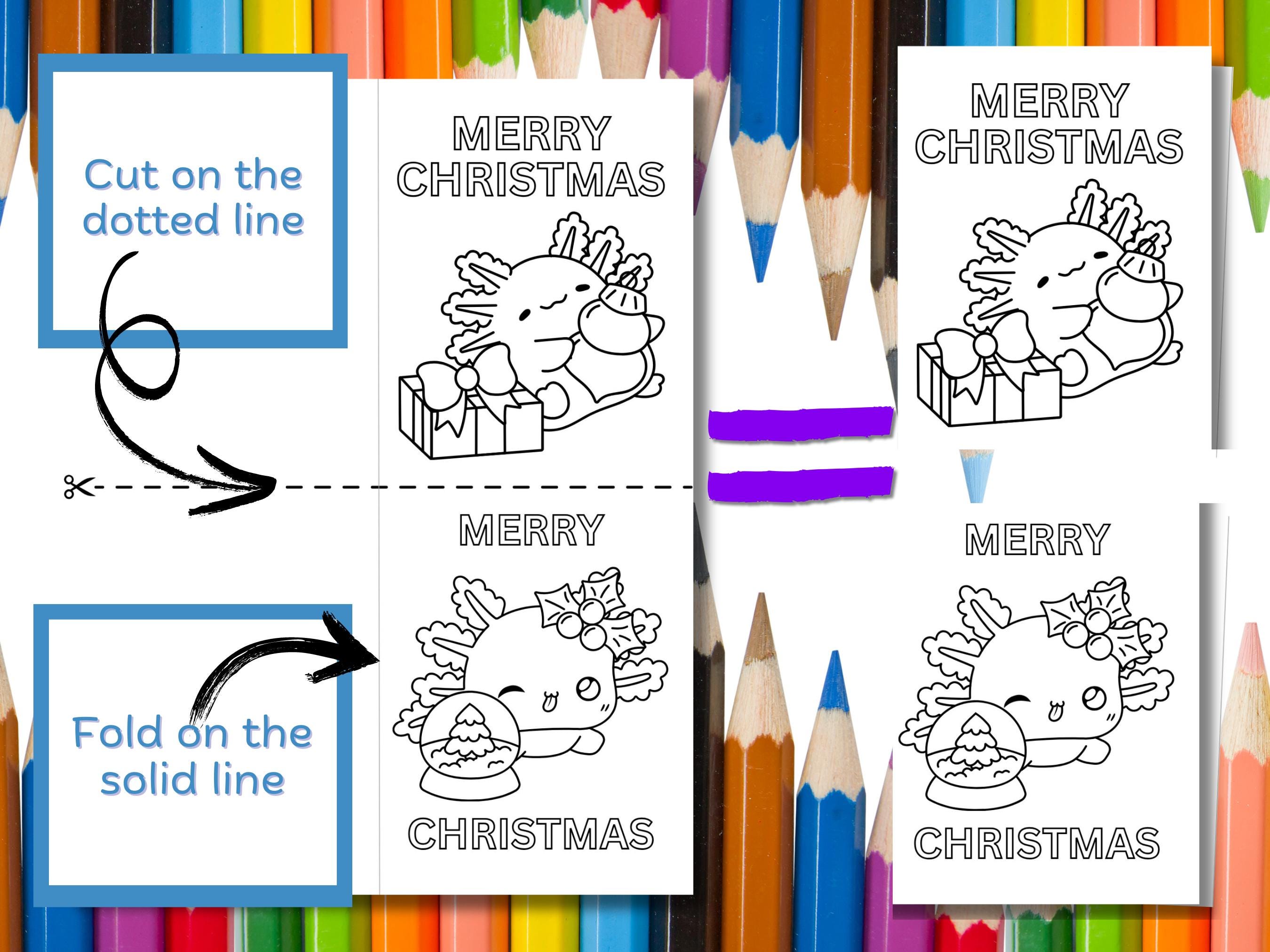 22 Printable Axolotl Themed Coloring Greeting Cards for Kids | Fun ...
