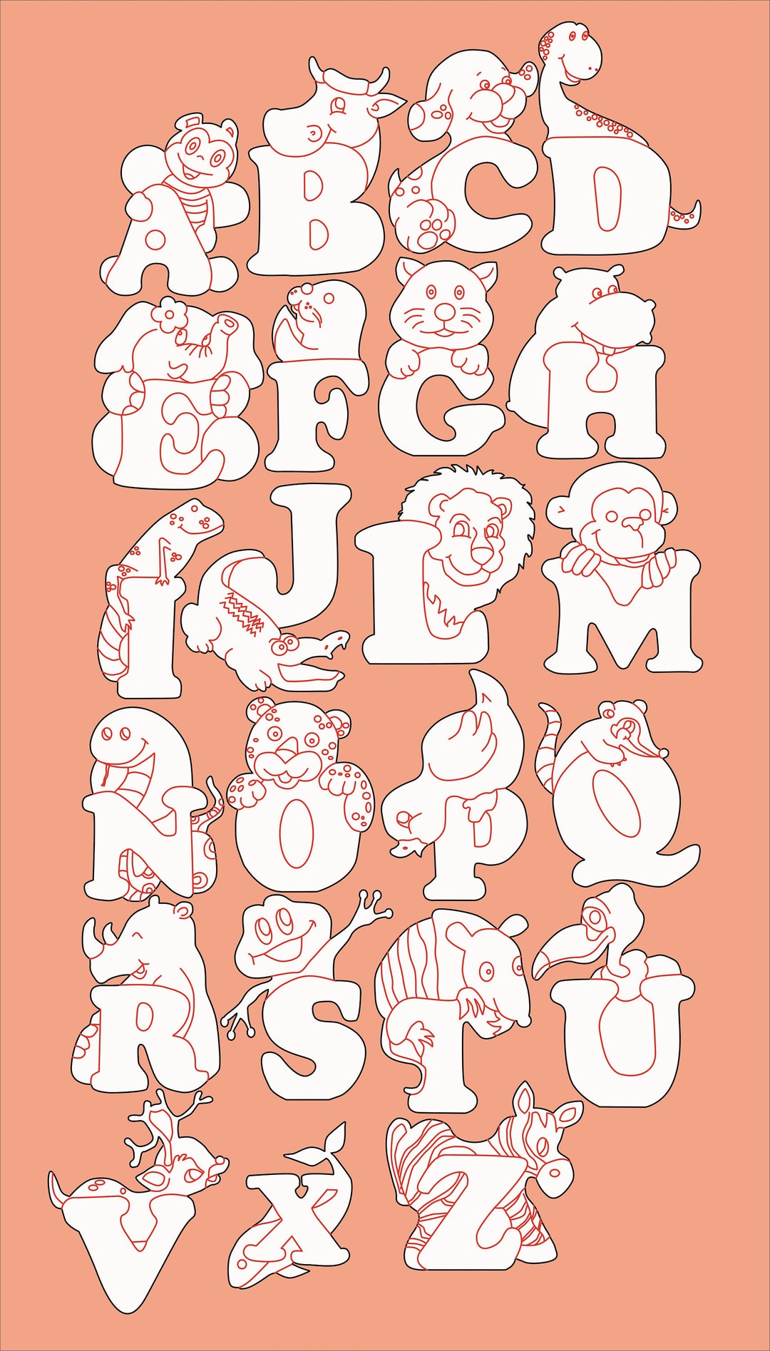 English Letters in the Form of Animals. File for Cnc - Etsy