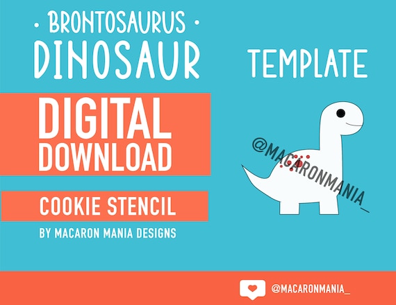 Dinosaur Bronotsaurus Macaron Template Digital Download - Etsy