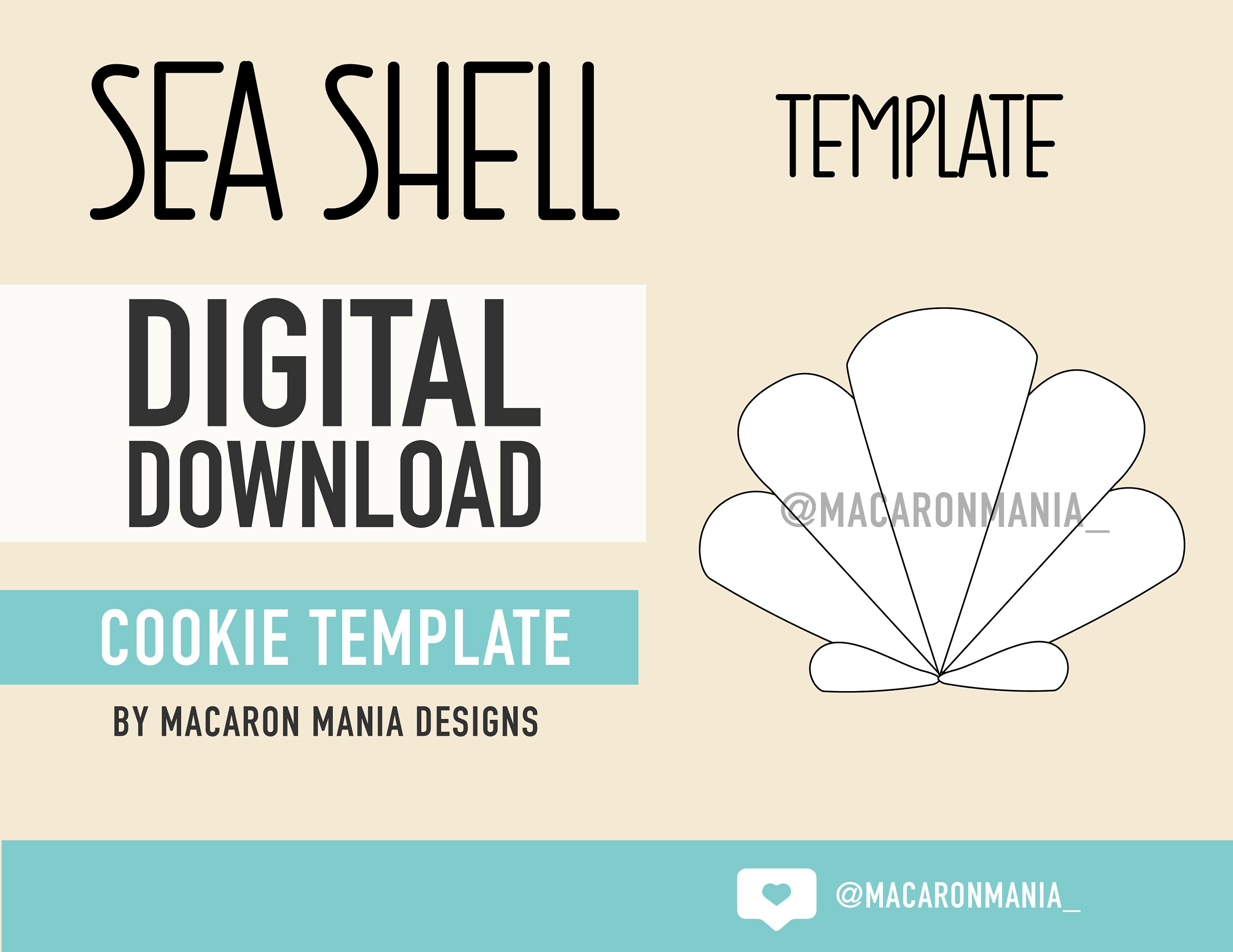 Sea Shell Macaron Template Digital Download PDF SVG Etsy UK