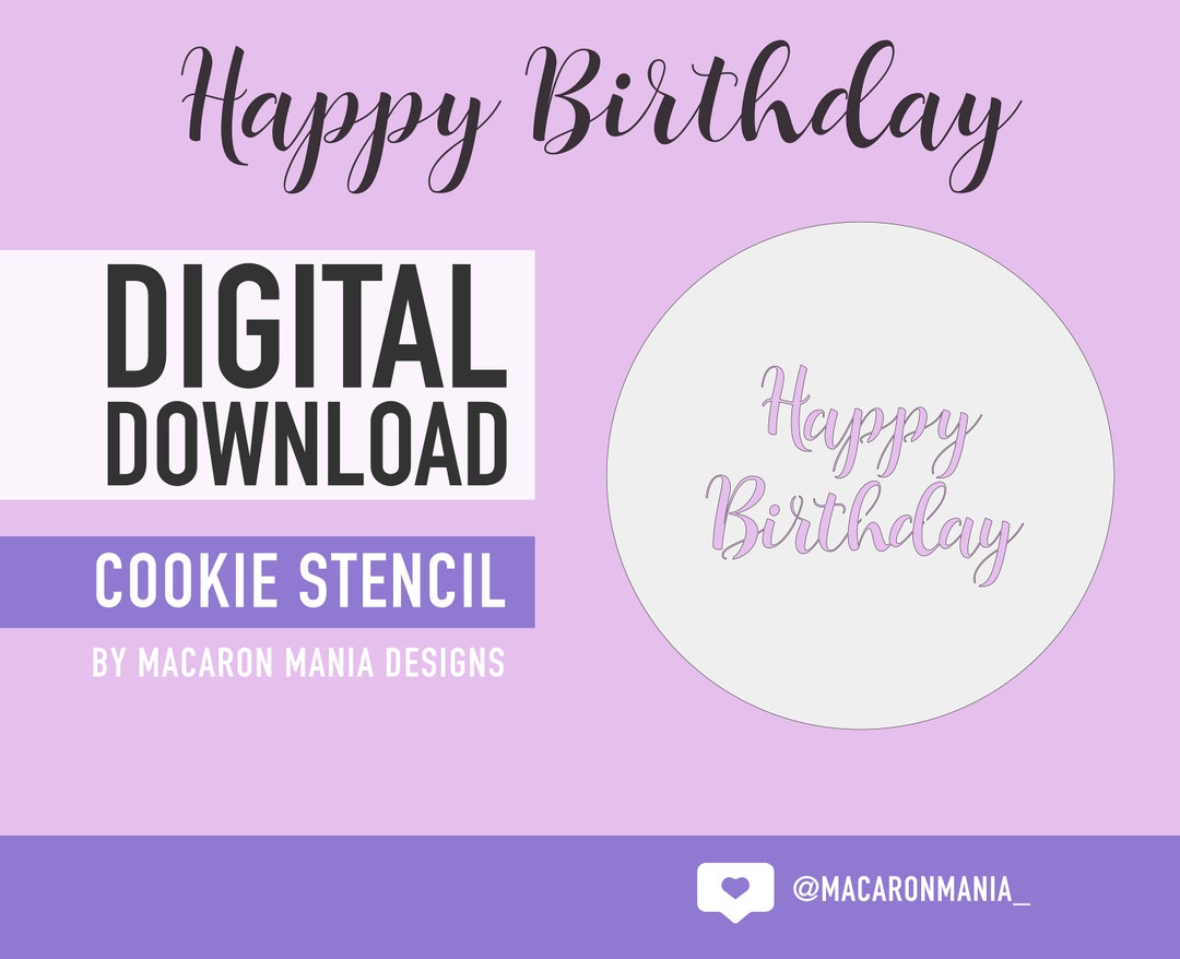 Happy Birthday-cursive Stencil Digital Download Stencil SVG cut Your ...