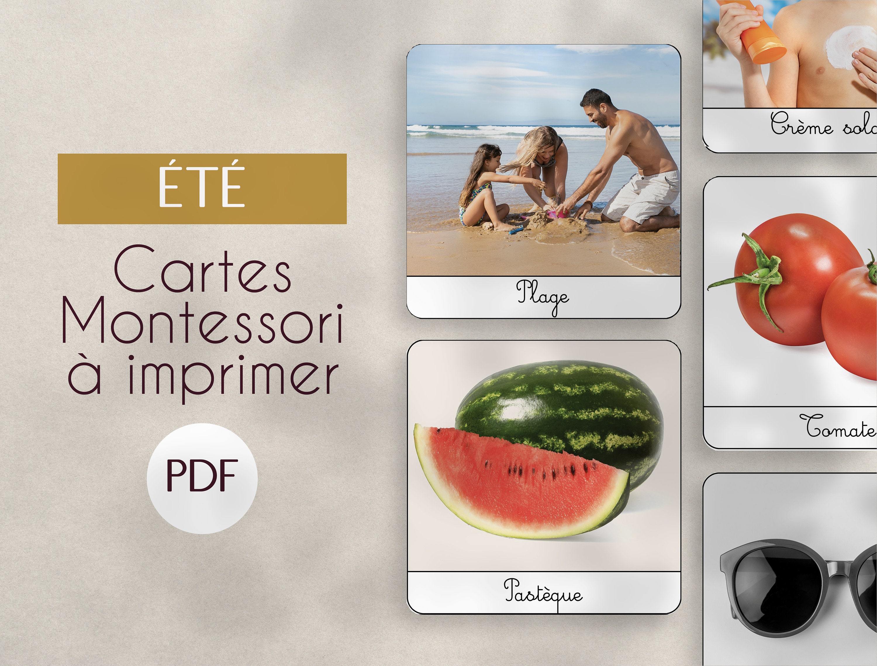 PDF Summer Montessori Nomenclature Cards to Print / Classified Images ...