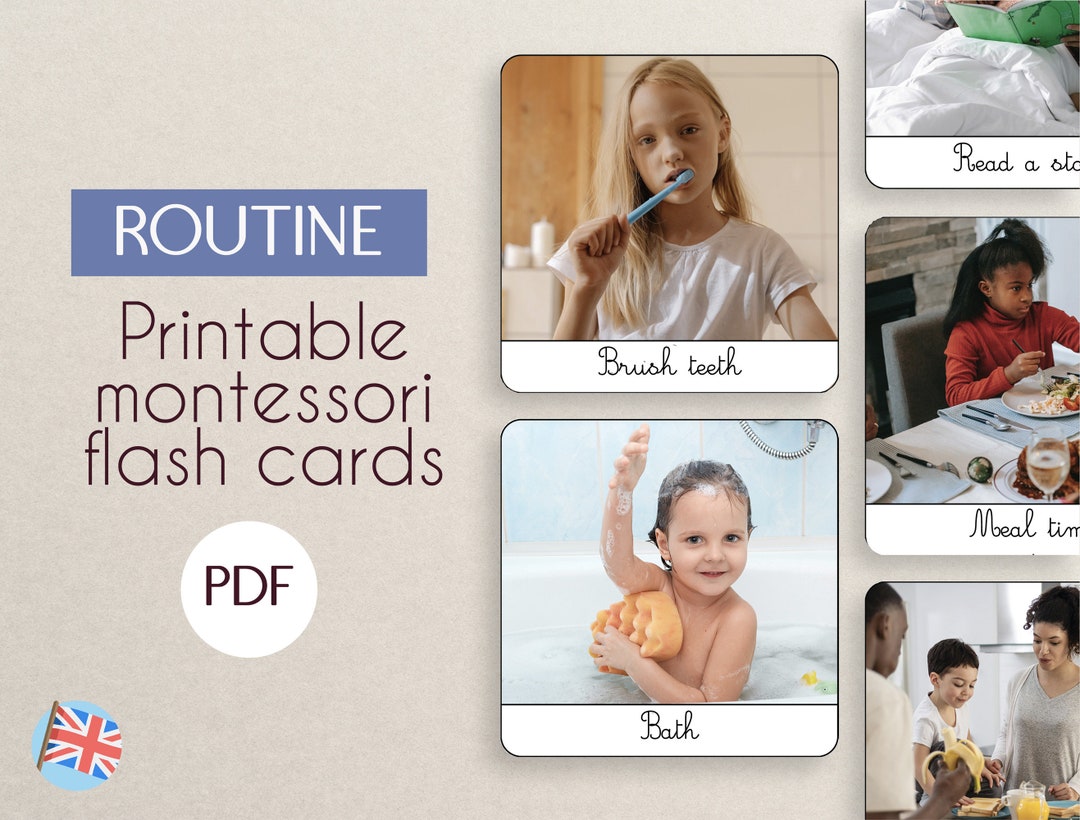 ROUTINE Montessori Flash Cards / Printable / Classified Pictures ...