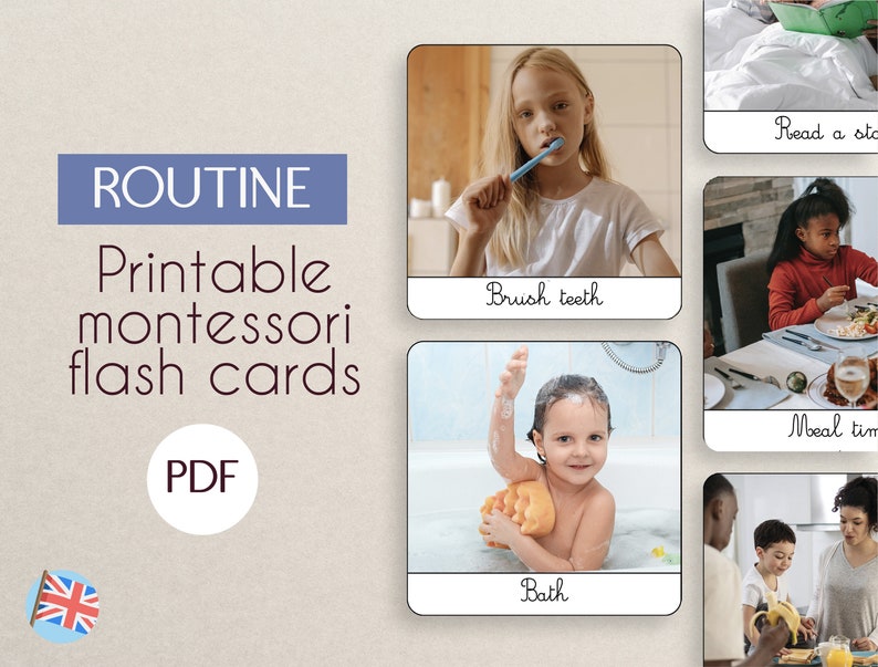 ROUTINE Montessori Flash Cards / Printable / Classified Pictures ...