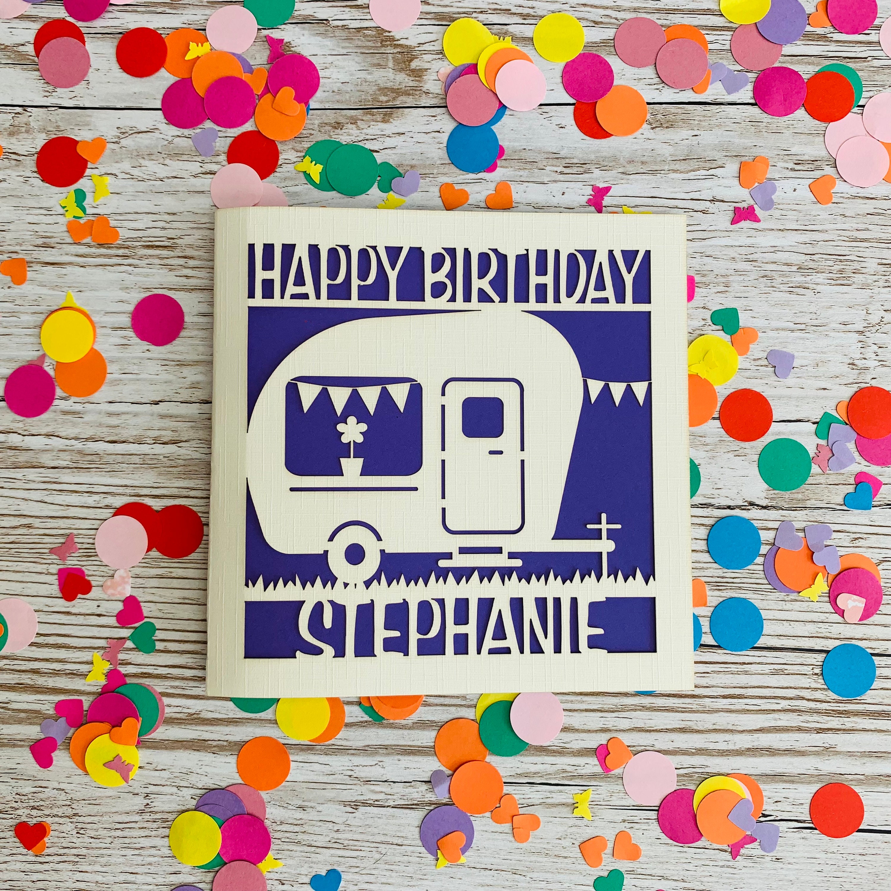 Caravan Birthday Card Camping Birthday Card Personalised Etsy