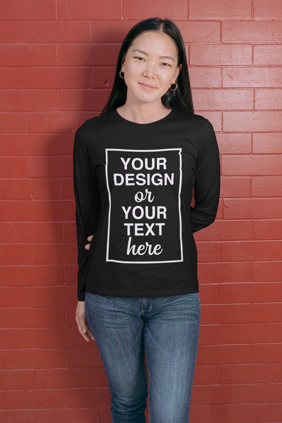Long Sleeve Custom Shirt Women Custom Text Photo Logo on - Etsy