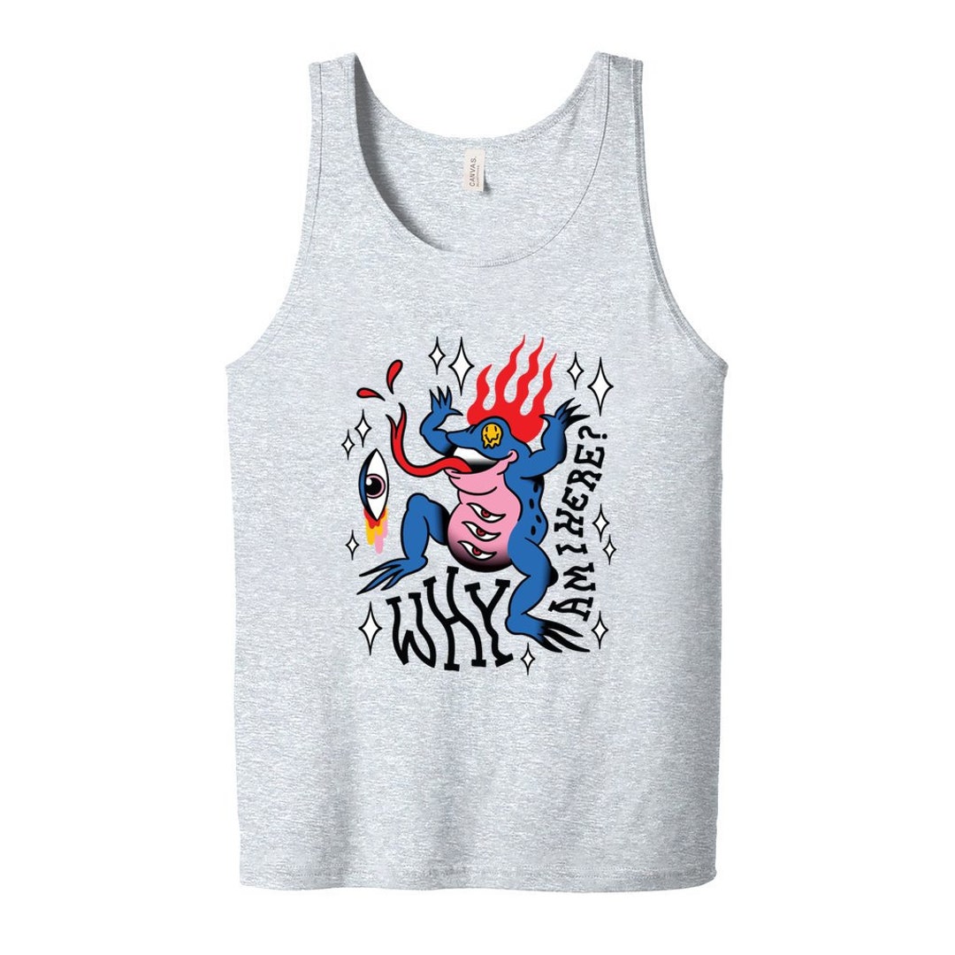 Surreal Art Tank Top – Why Am I Here Graphic Tank – Trippy Monster ...