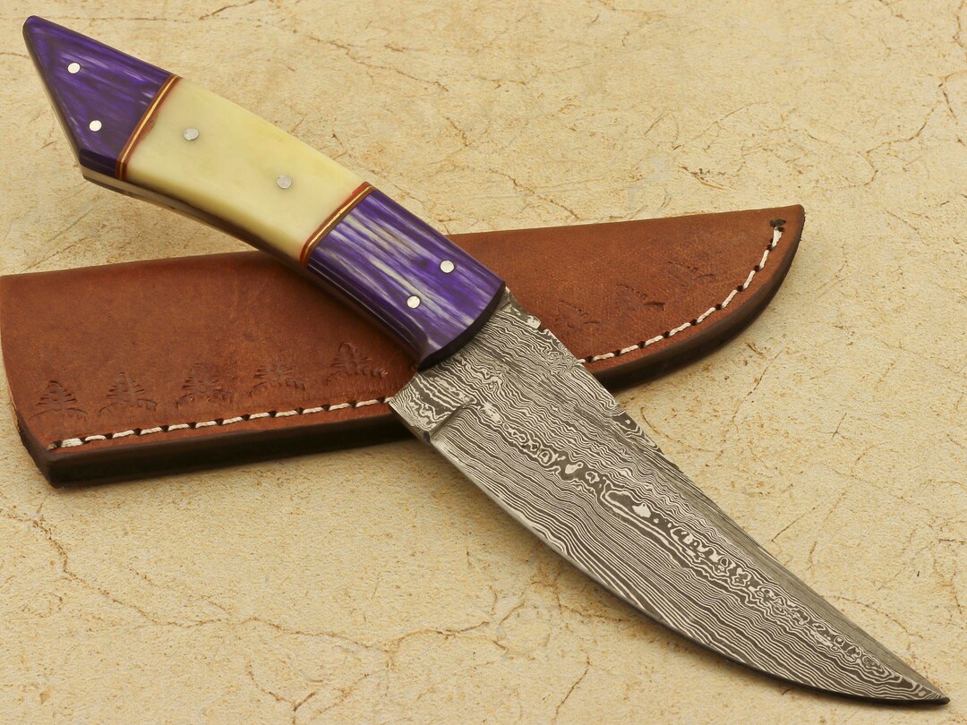 Custom Hand Forged Damascus Steel Knife With Beautiful Handle - Etsy
