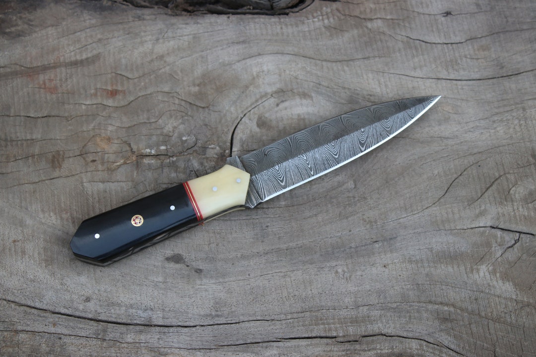 Custom Handforged Damascus Steel Dagger Knife Hunting Camping Boot Full ...