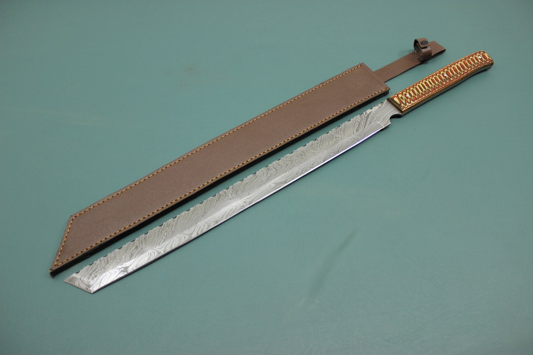 Handmade 27 Inches Damascus Steel Hunting Machete With Sheath SKU D3 - Etsy