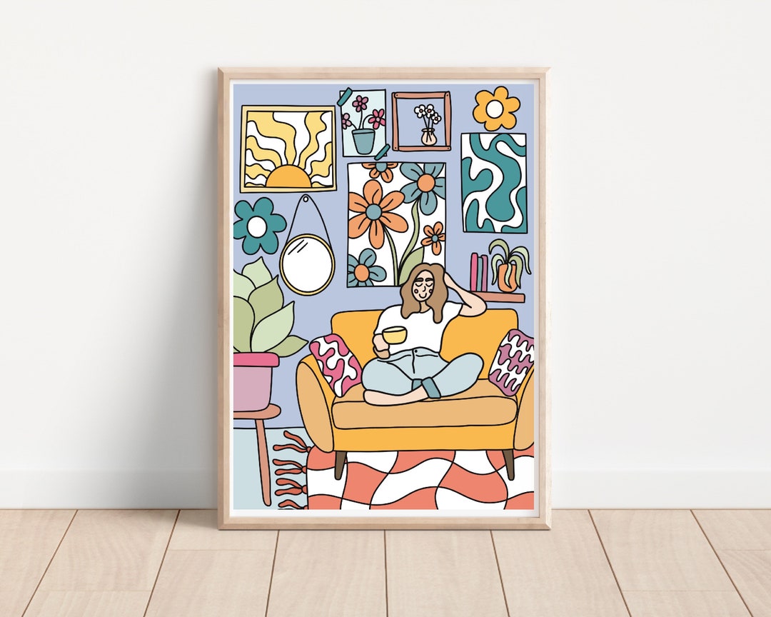 Funky Girl Illustration Print Abstract Groovy Fun Female Print Eco ...