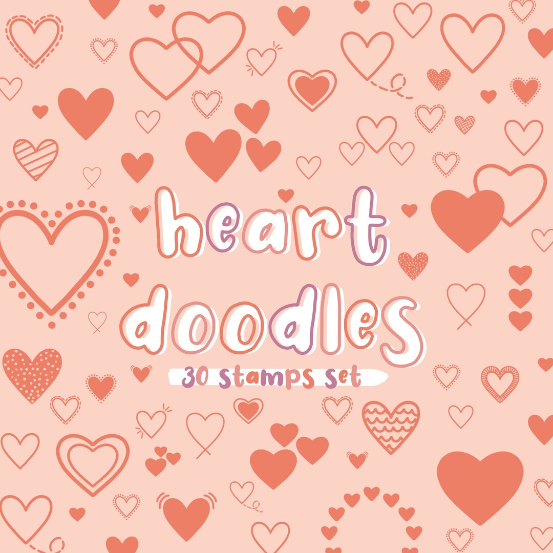 Heart Doodles Procreate Stamp Brush Set Digital Download Simple Doodles ...