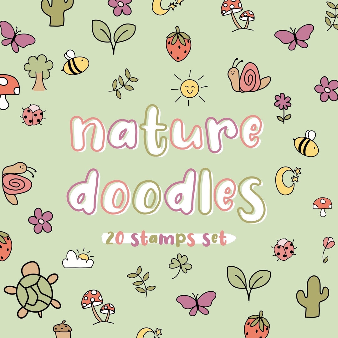 Nature Doodles Procreate Stamp Brush Set Digital Download - Etsy