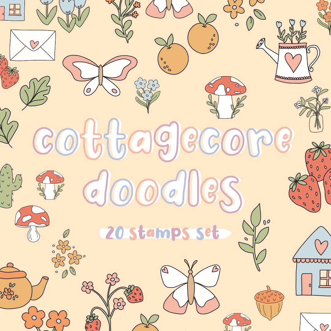 Cottagecore Doodles Procreate Stamp Brush Set Digital Download Simple ...