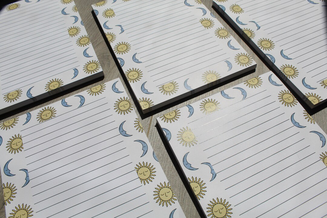 A5 Sun and Moon Notepad Lined Notepad Celestial Stationery Productivity ...