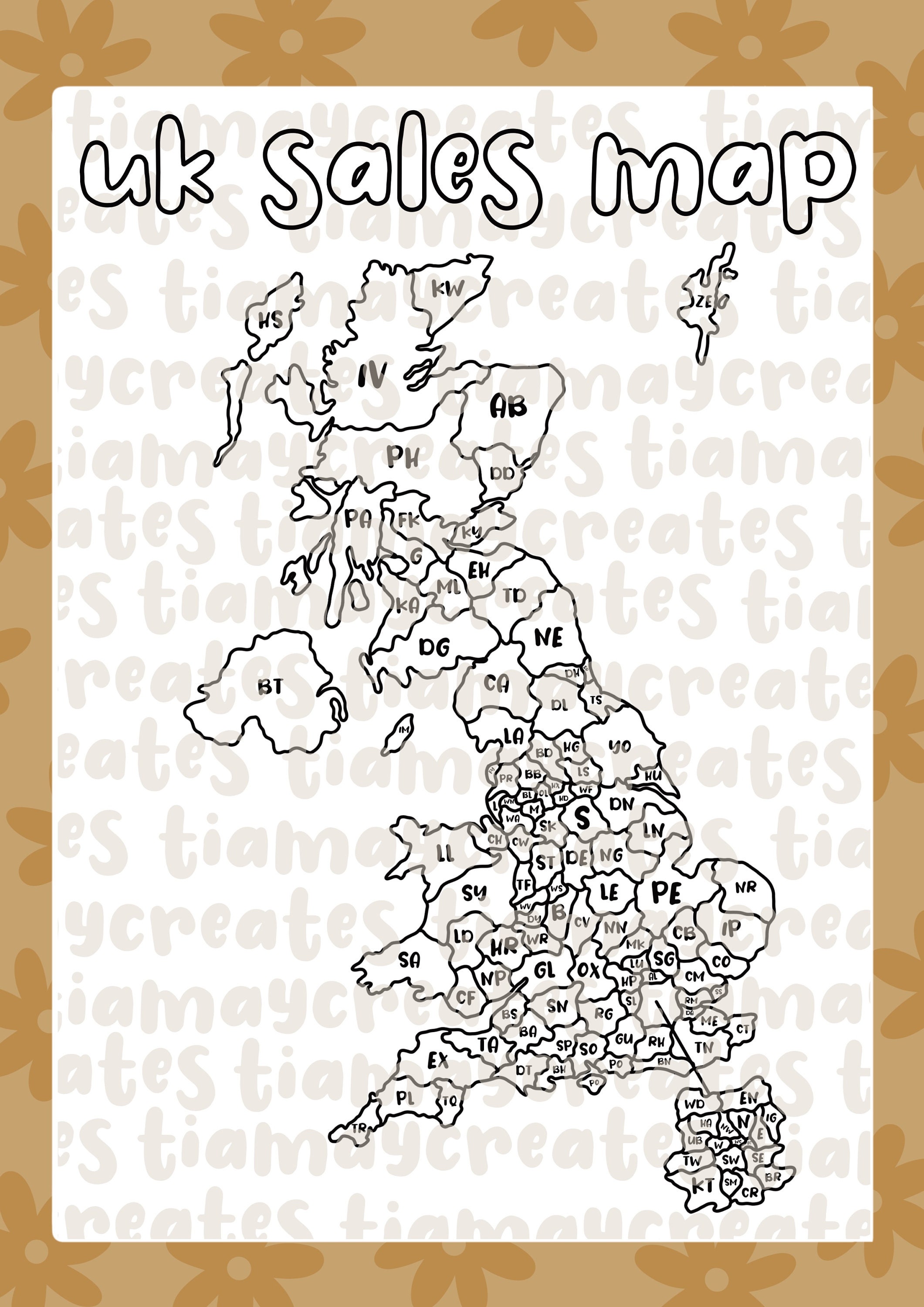 UK Postcode Sales Map Etsy Sales Tracker Instant Download | Etsy