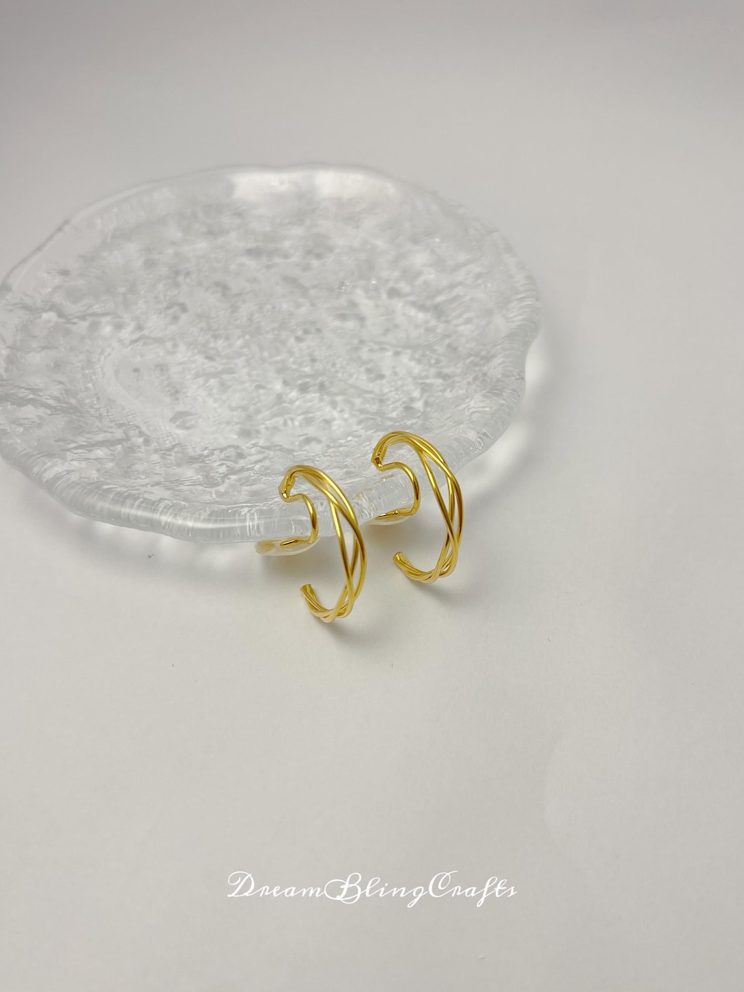 14K Gold Twisted Invisible Clip on Hoop Earrings, Painless Non Pierced ...