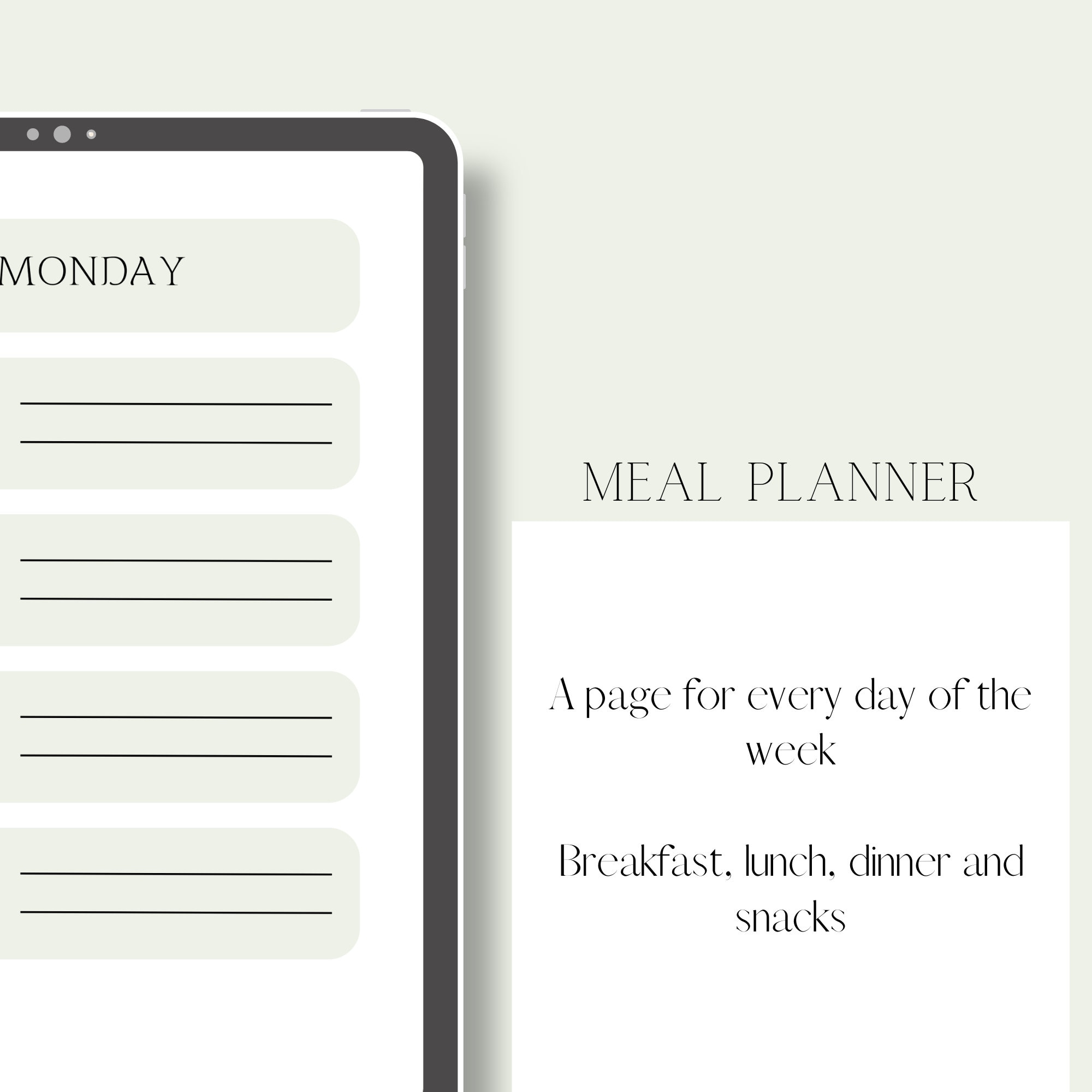 Digital One Week Meal Planner, All in One Meal Planner, Meal Prepper ...