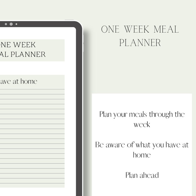 Digital One Week Meal Planner, All in One Meal Planner, Meal Prepper ...