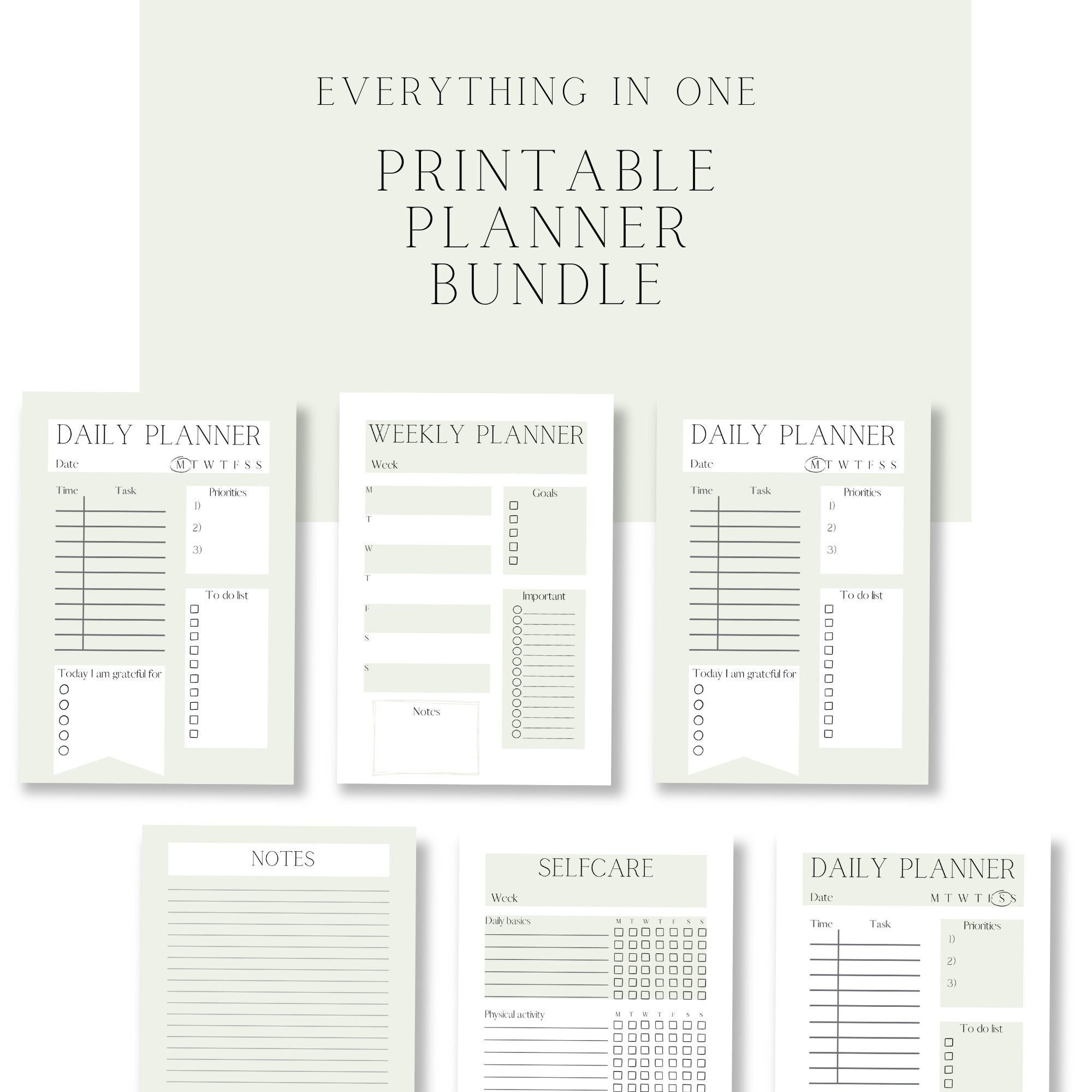 Minimalistic All in One Planner, Weekly Planner, Daily Planner, Self ...