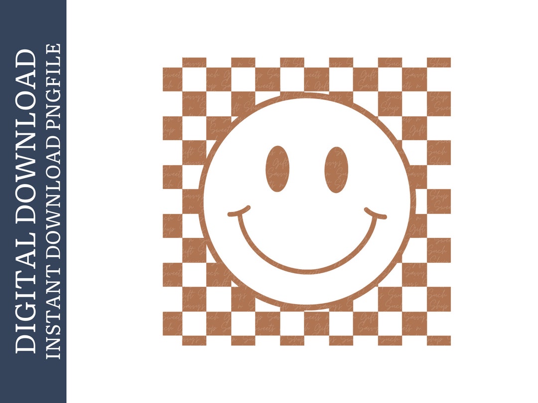 Smiley Face Checkered Aesthetic Design | Cut File | PNG | Digital ...