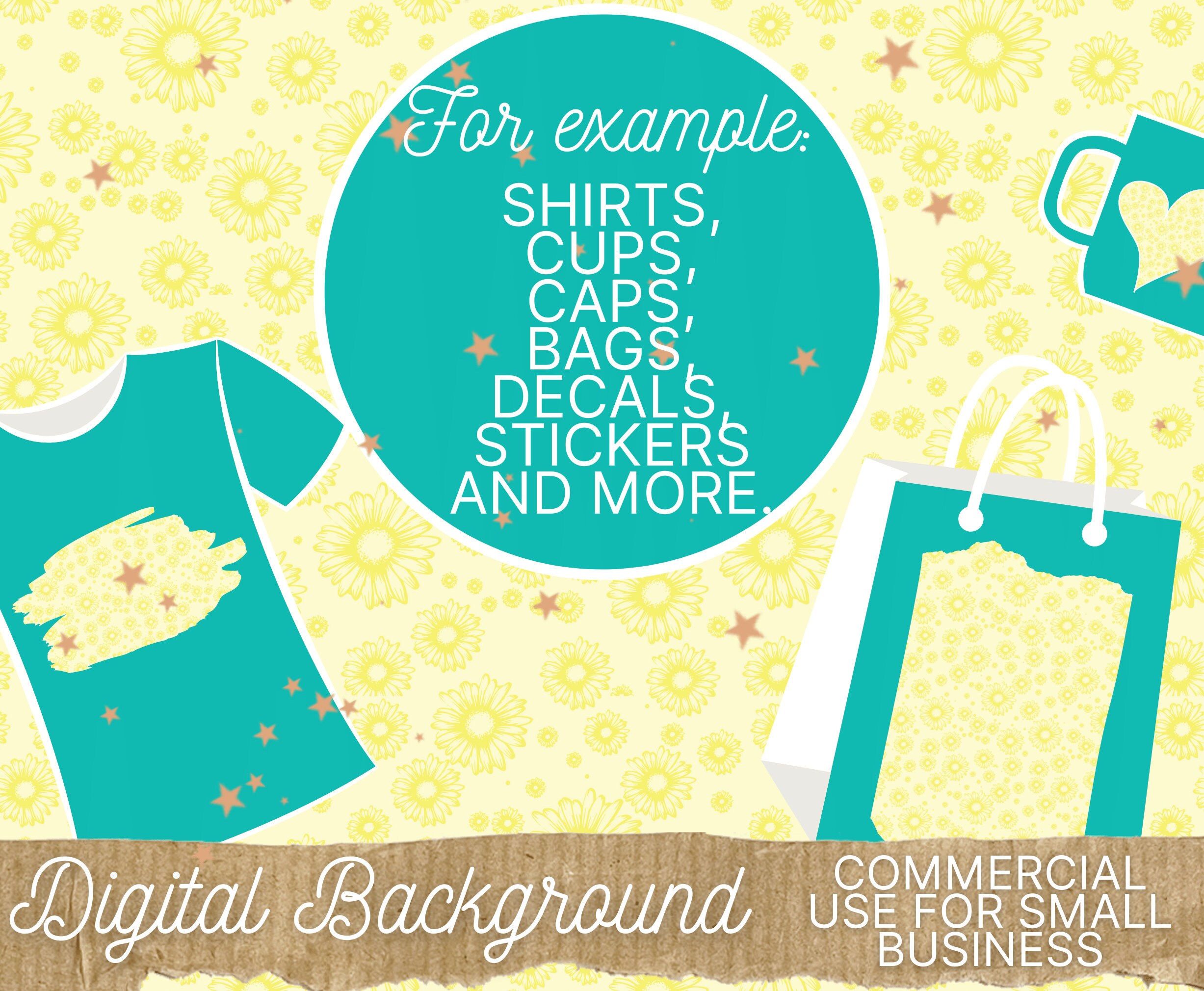 Yellow Daisy Seamless Print Clipart, Png, Image Download, Digital ...