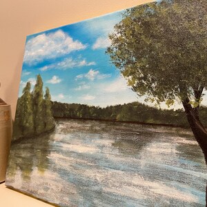 Summer Day by the Lake Original Acrylic Painting - Nature Art - Lake ...