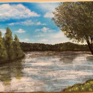 Summer Day by the Lake Original Acrylic Painting - Nature Art - Lake ...