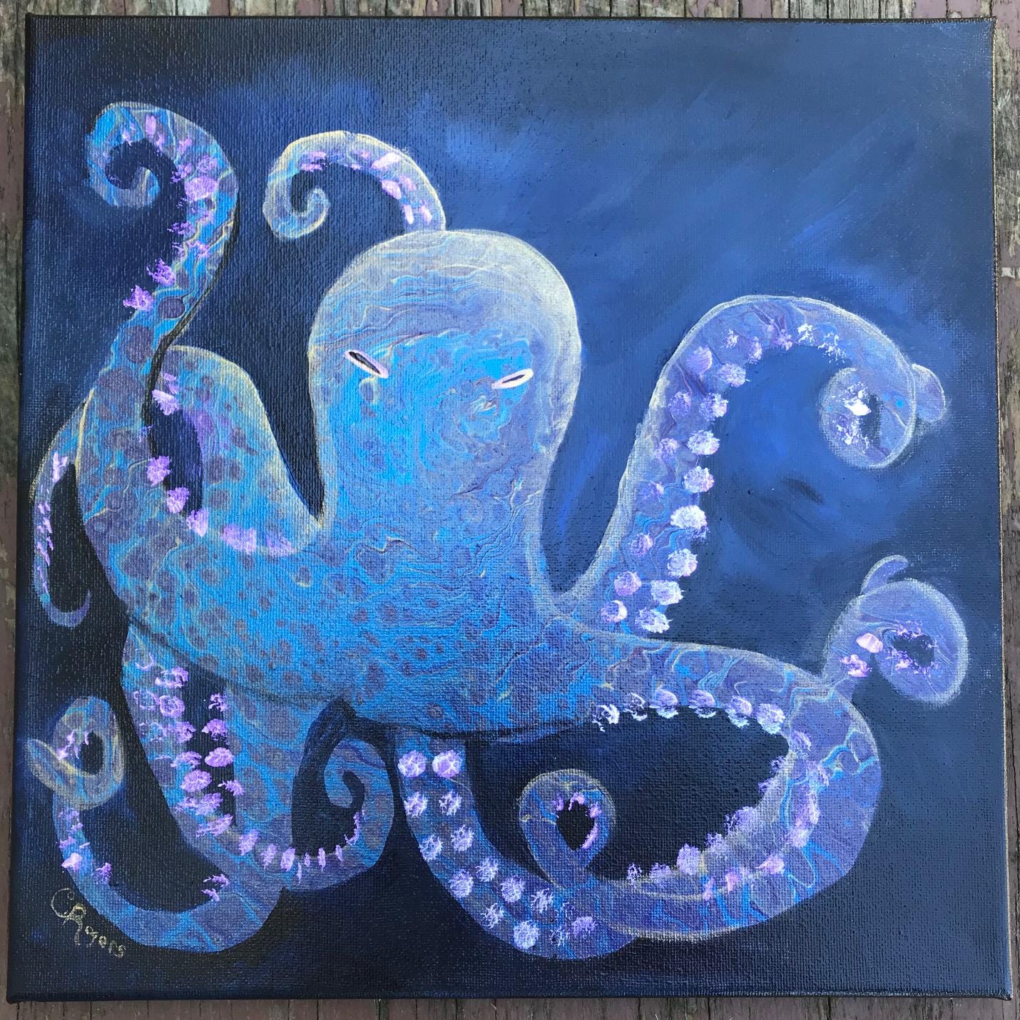 Octo Splash ~ Colorful Octopus Acrylic Paint Pour Original Art on ...