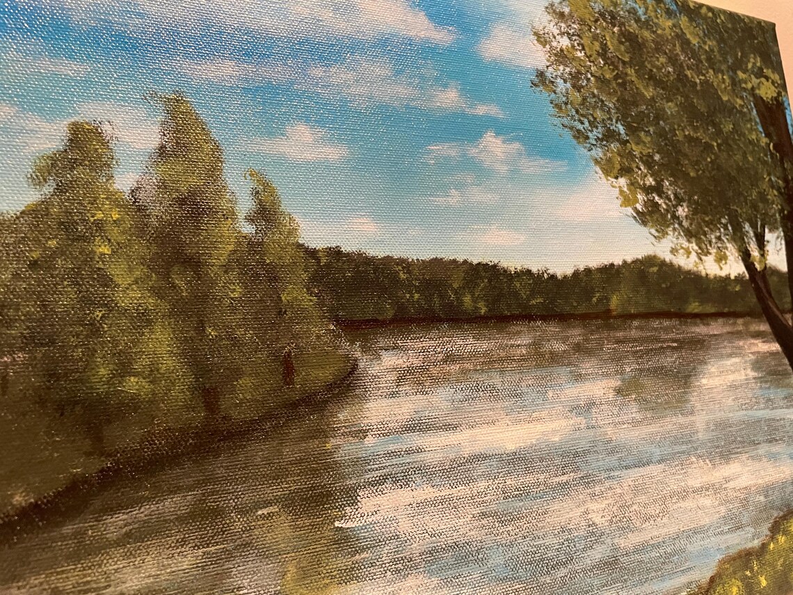 Summer Day by the Lake Original Acrylic Painting - Nature Art - Lake ...