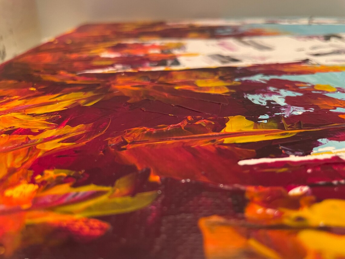 Vivid Fall Fantasy Autumn Birch Tree Original Acrylic Painting - Nature ...