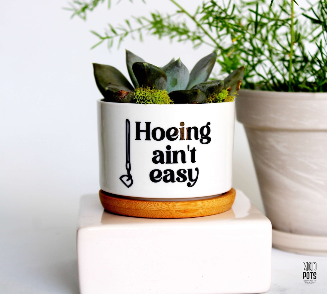 Hoeing Ain't Easy, Funny Planter, Funny Plant Pot, Funny Planters, Pun ...