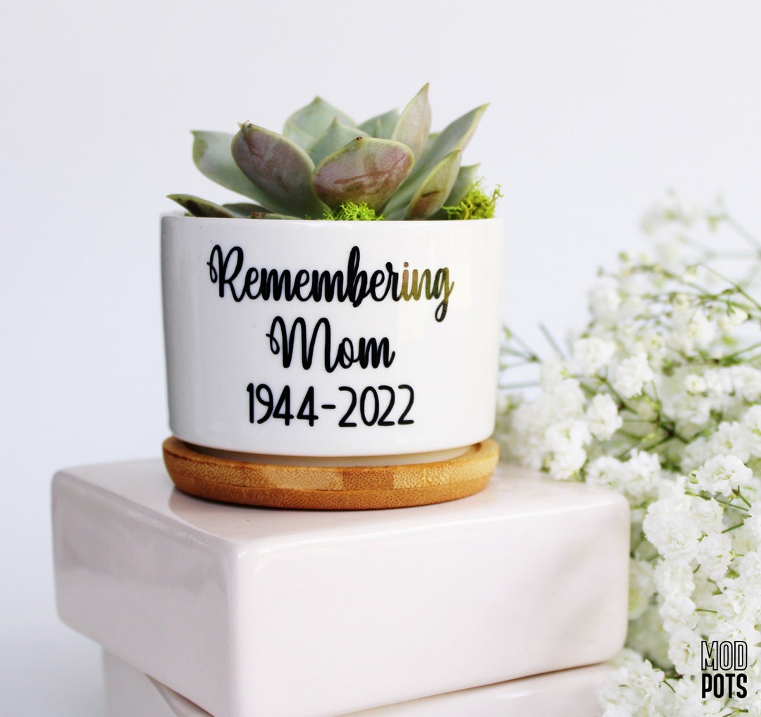 Remembering Mom With Dates, Memorial Pot, Bereavement Gift, Sorry for ...