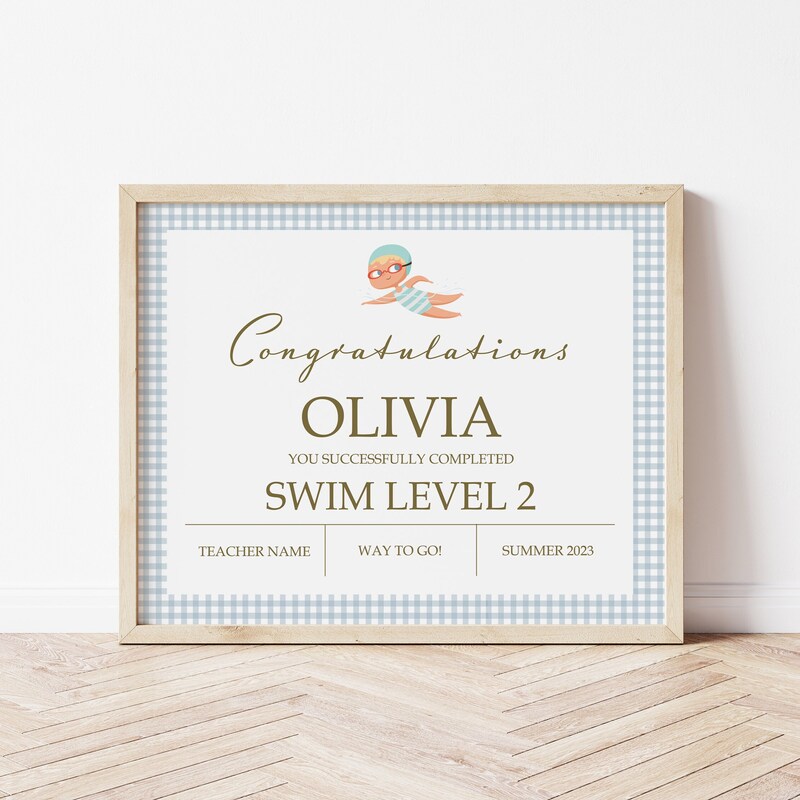 Swim Lesson Certificate - Etsy