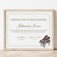 Music-piano Award Certificate Template-personalize for Each Student ...