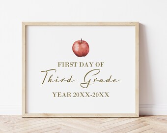 First Day of Third Grade 2024-2025 Printable Sign Instant Download - Etsy