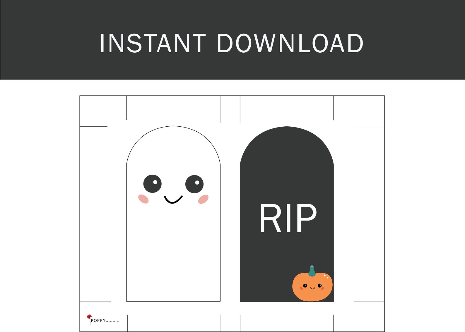 Ghost Tombstone Printable Halloween Banner - INSTANT DOWNLOAD - Non ...
