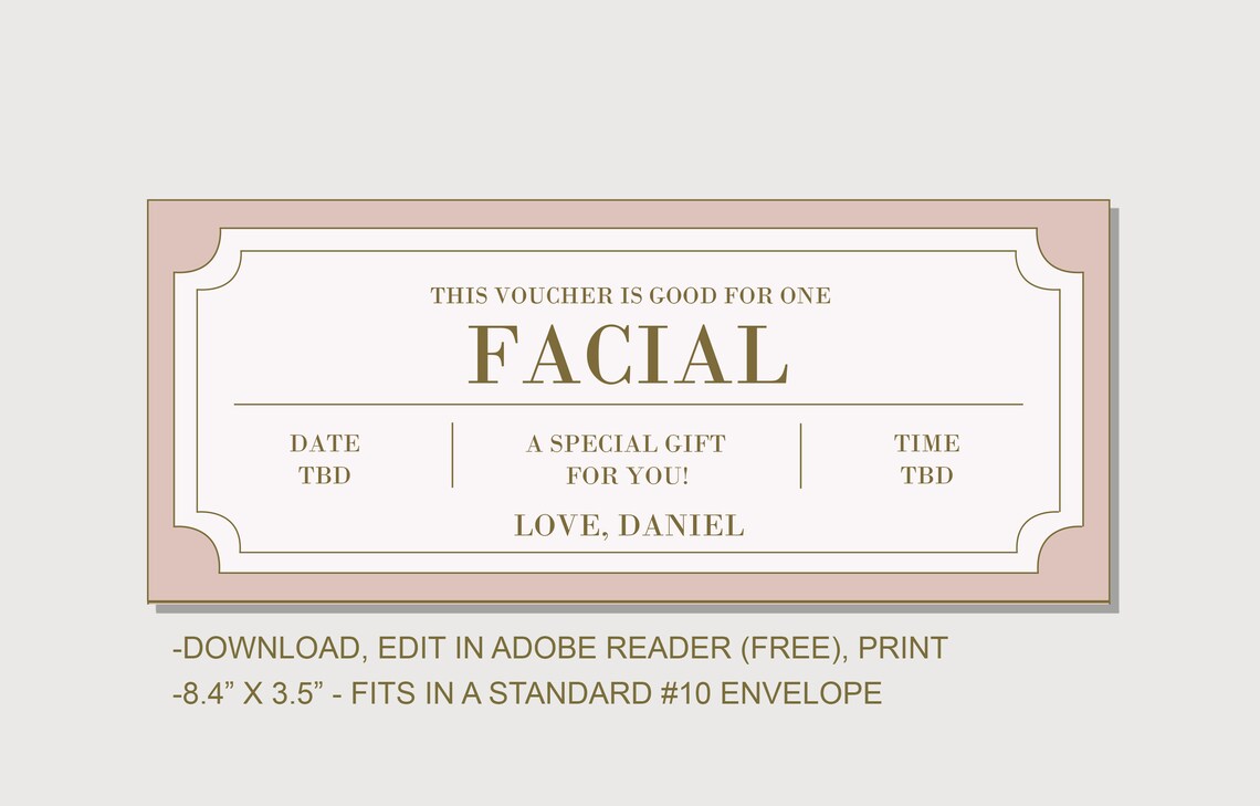 Facial Coupon Voucher - INSTANT DOWNLOAD - EDITABLE Text - Printable ...