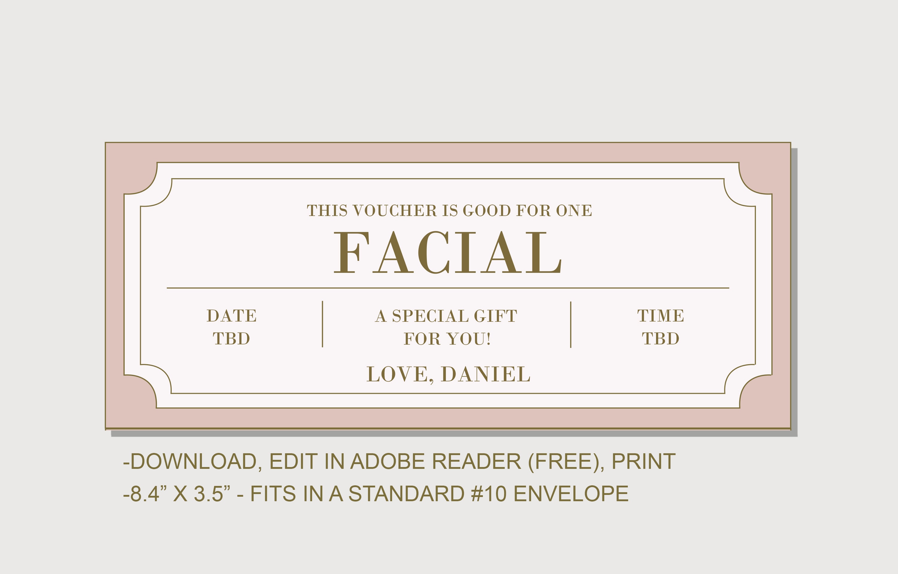 Facial Coupon Voucher INSTANT DOWNLOAD EDITABLE Text - Etsy Australia