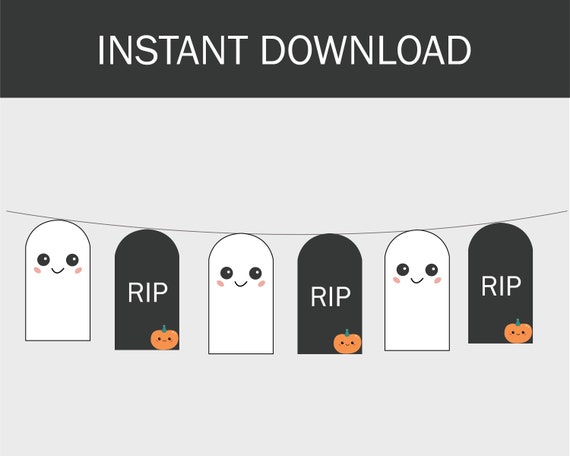 Ghost Tombstone Printable Halloween Banner INSTANT DOWNLOAD - Etsy