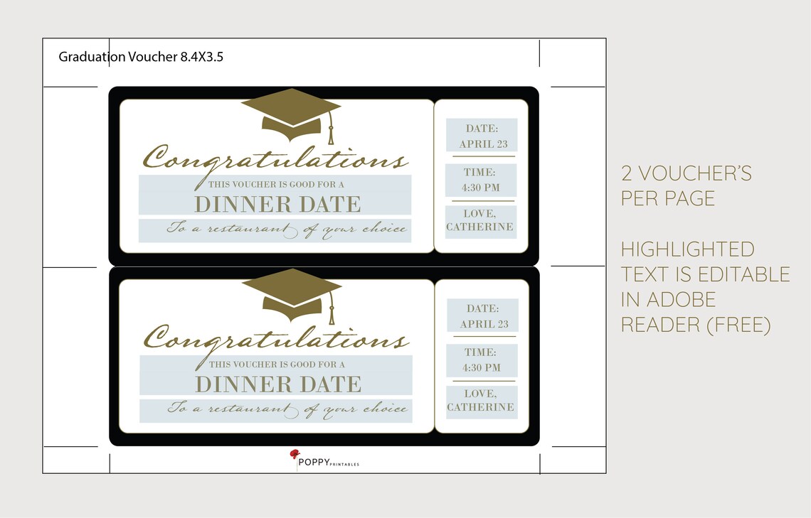 Graduation Gift Certificate Coupon INSTANT DOWNLOAD - Etsy
