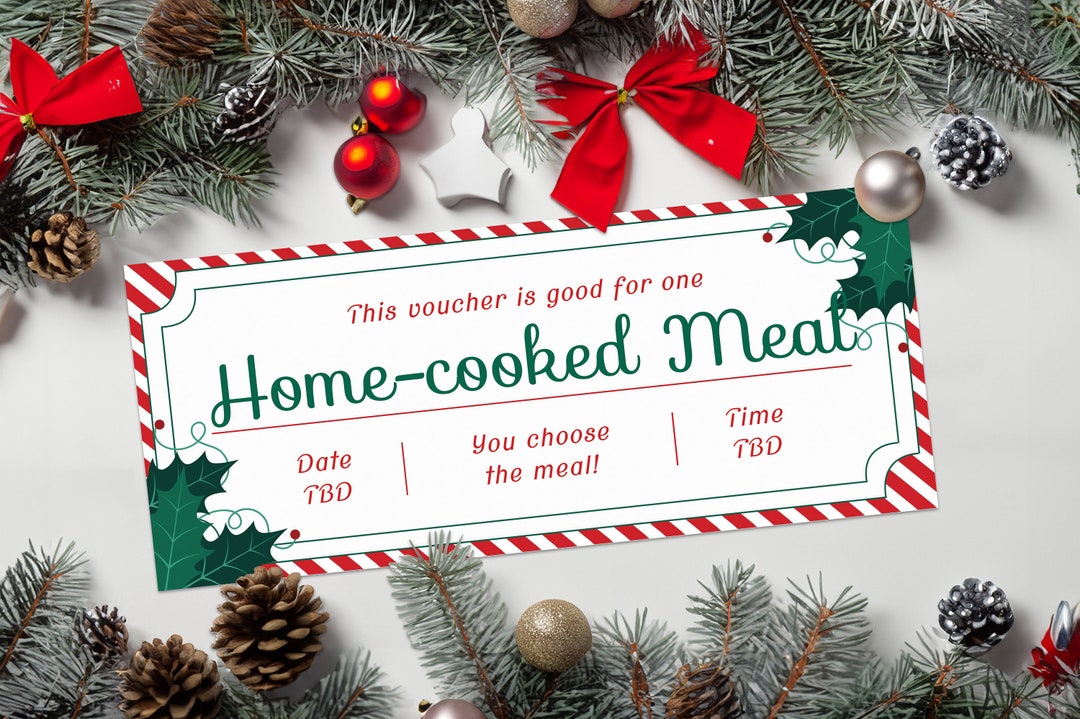 Home Cooked Meal Coupon Gift Certificate - INSTANT DOWNLOAD - EDITABLE ...