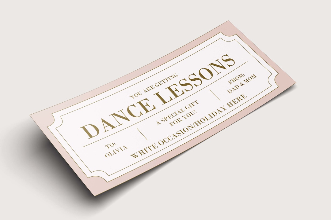 Dance Lessons Coupon Voucher - INSTANT DOWNLOAD - EDITABLE Text ...