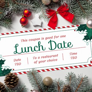 Christmas Lunch Date Gift Certificate Coupon - INSTANT DOWNLOAD ...