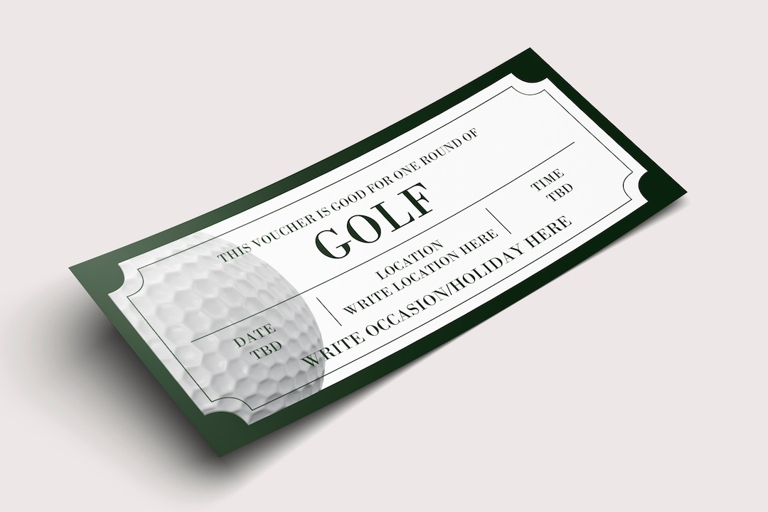 Golf Gift Certificate Coupon - INSTANT DOWNLOAD - EDITABLE Text ...