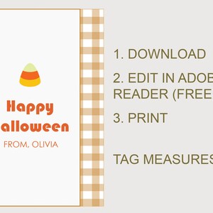 Halloween Candy Corn Gift Tag - INSTANT DOWNLOAD - Personalize, Happy ...