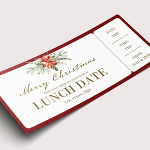 Christmas Lunch Date Coupon Voucher - INSTANT DOWNLOAD - EDITABLE Text ...