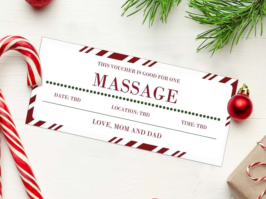 Christmas Massage Gift Voucher - INSTANT DOWNLOAD - EDITABLE Text ...